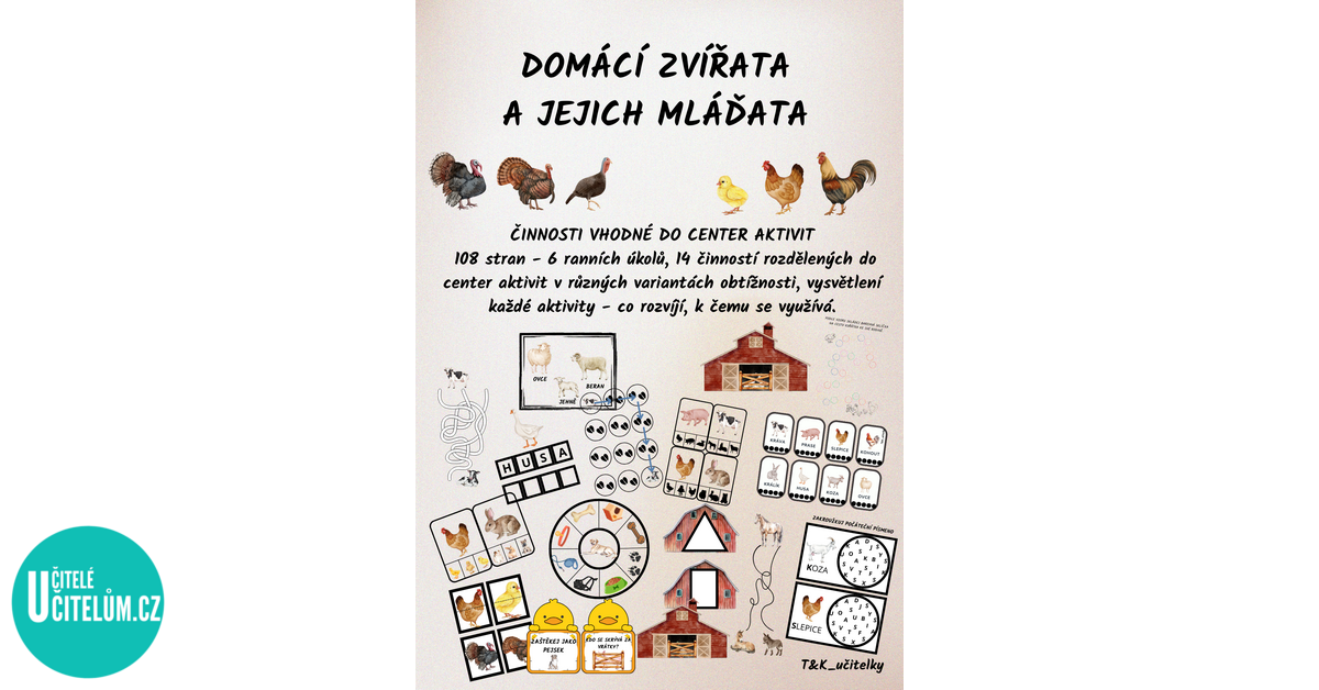 Domácí zvířata a jejich mláďata - Grafomotorika | UčiteléUčitelům.cz